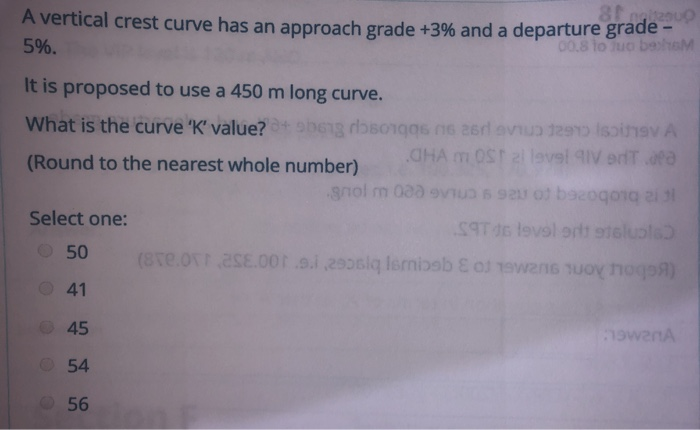 Solved 81 A Vertical Crest Curve Has An Approach Grade 3
