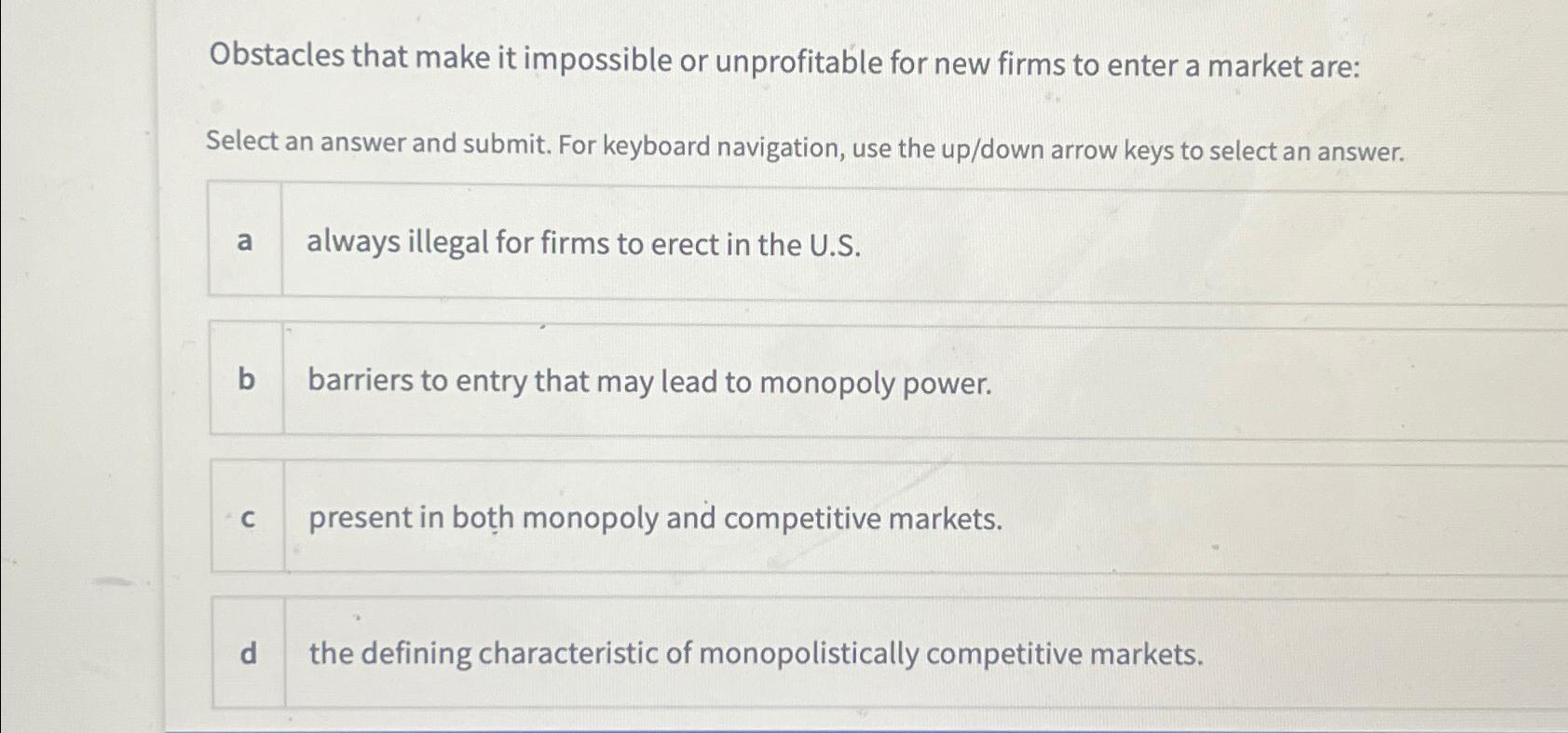 Solved Obstacles that make it impossible or unprofitable for | Chegg.com