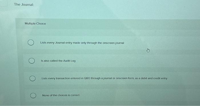 Solved The Journal: Multiple Choice Lists every Journal | Chegg.com