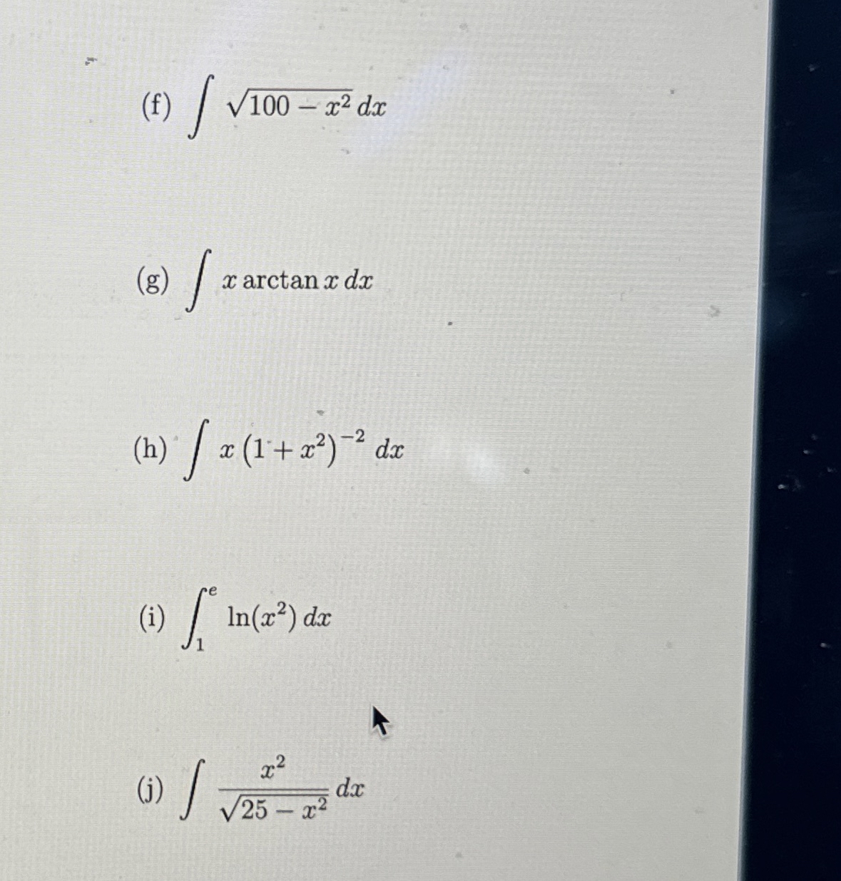 Solved evaluate the following integrals by hand | Chegg.com