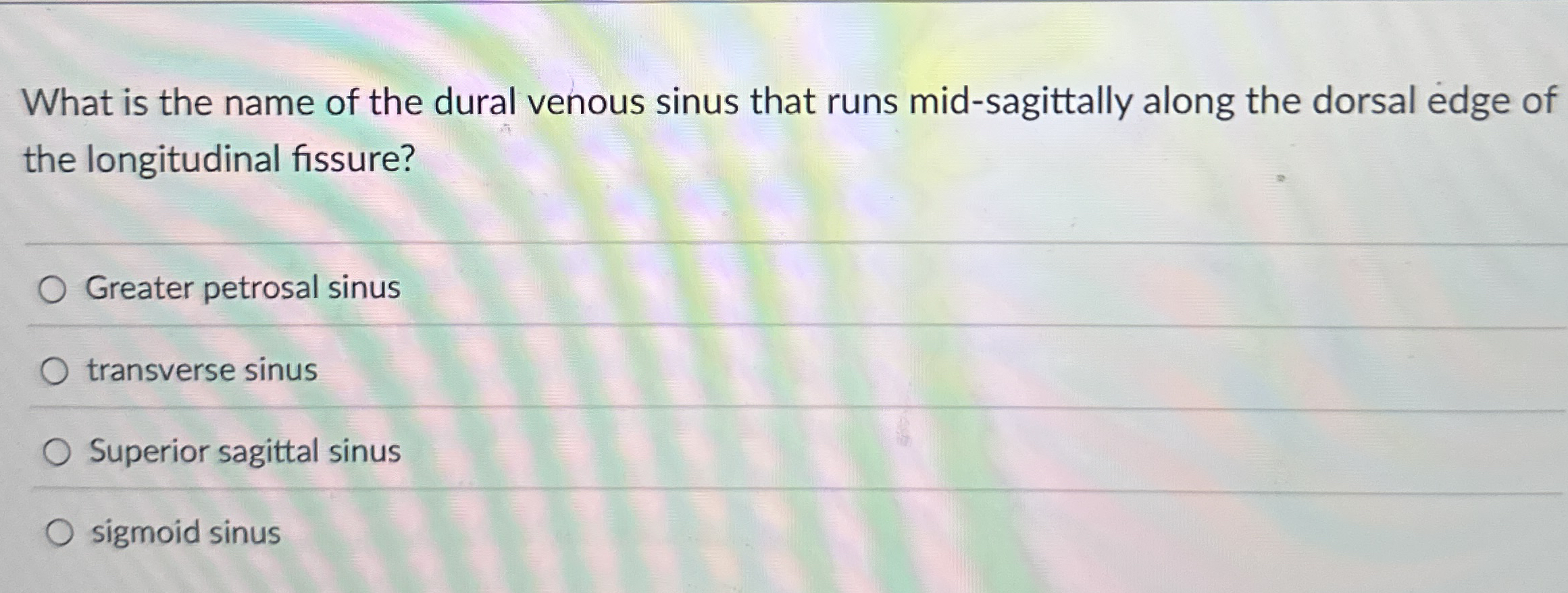 What is the name of the dural venous sinus that runs | Chegg.com
