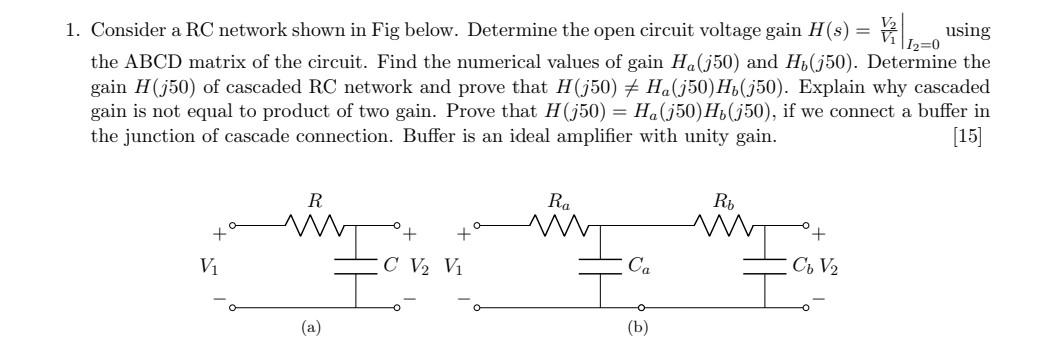 Solved 1. Consider a RC network shown in Fig below. | Chegg.com