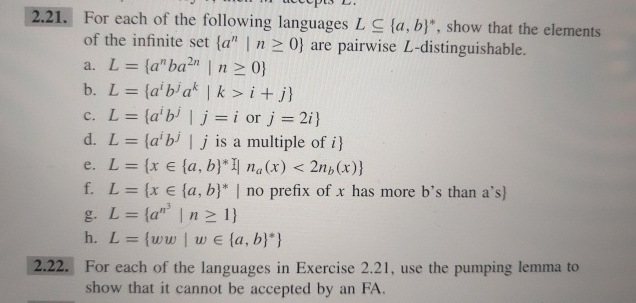 Solved 2.21. ﻿For each of the following languages | Chegg.com