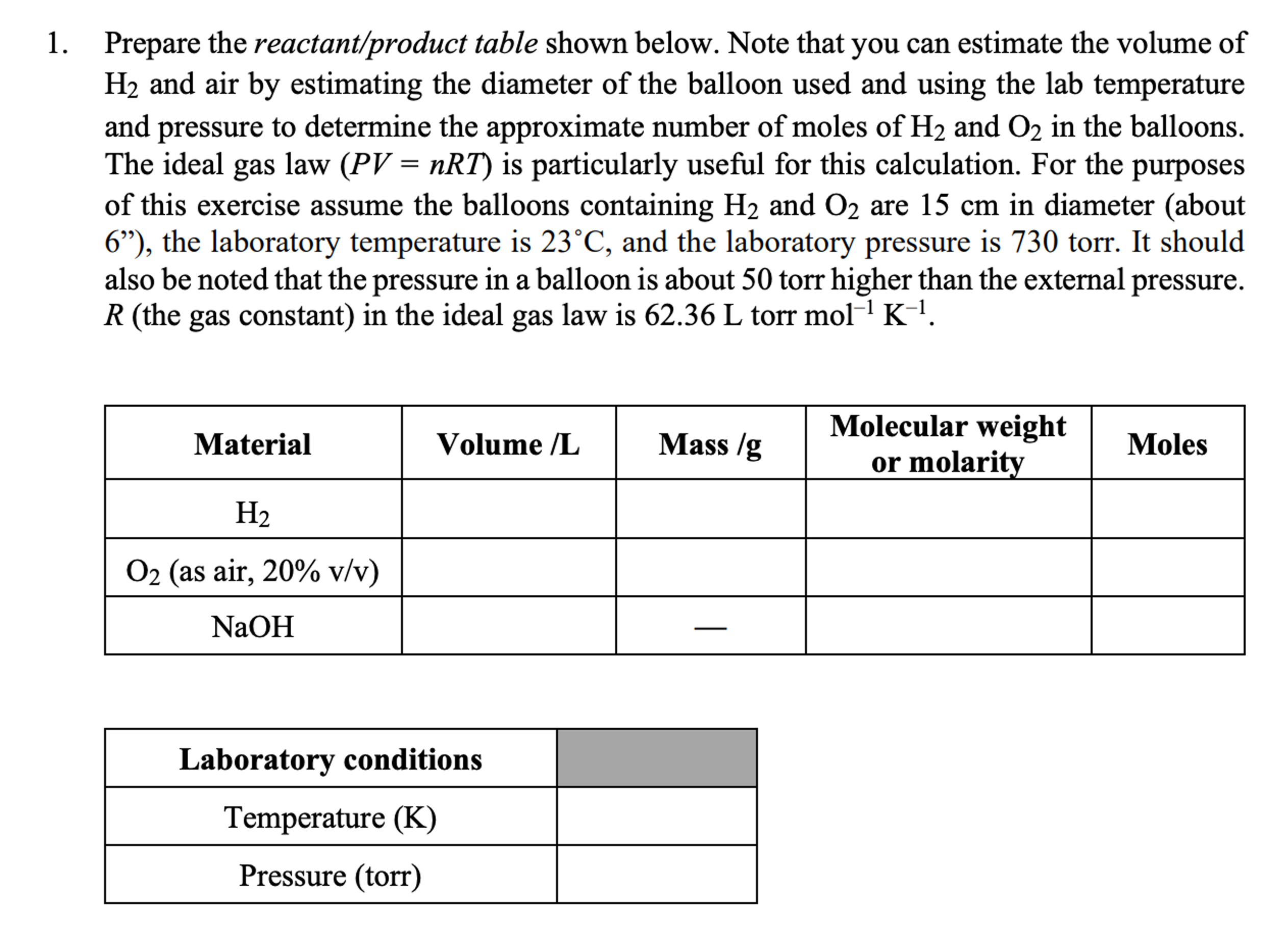 Solved Prepare the reactant/product table shown below. Note | Chegg.com