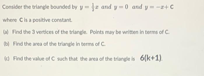 Solved Consider the triangle bounded by y = and y=0 and | Chegg.com