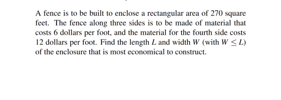 Solved A fence is to be built to enclose a rectangular area | Chegg.com