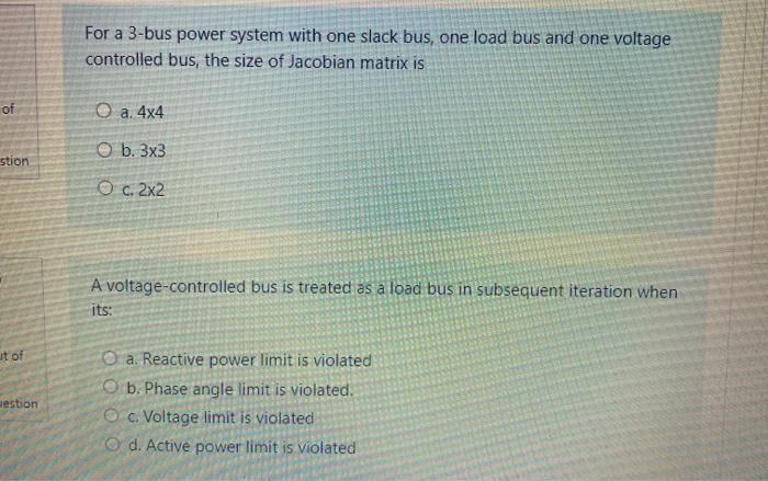 Solved For a 3-bus power system with one slack bus, one load | Chegg.com