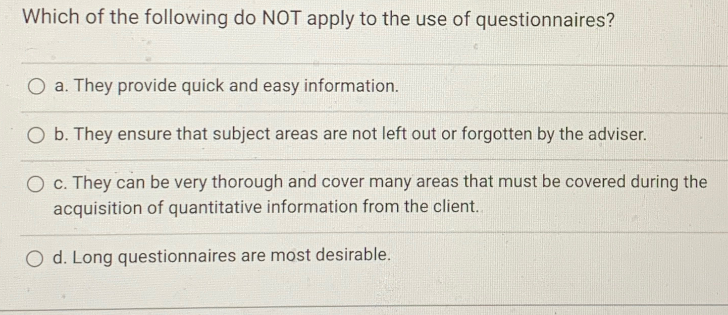 Solved Which of the following do NOT apply to the use of | Chegg.com