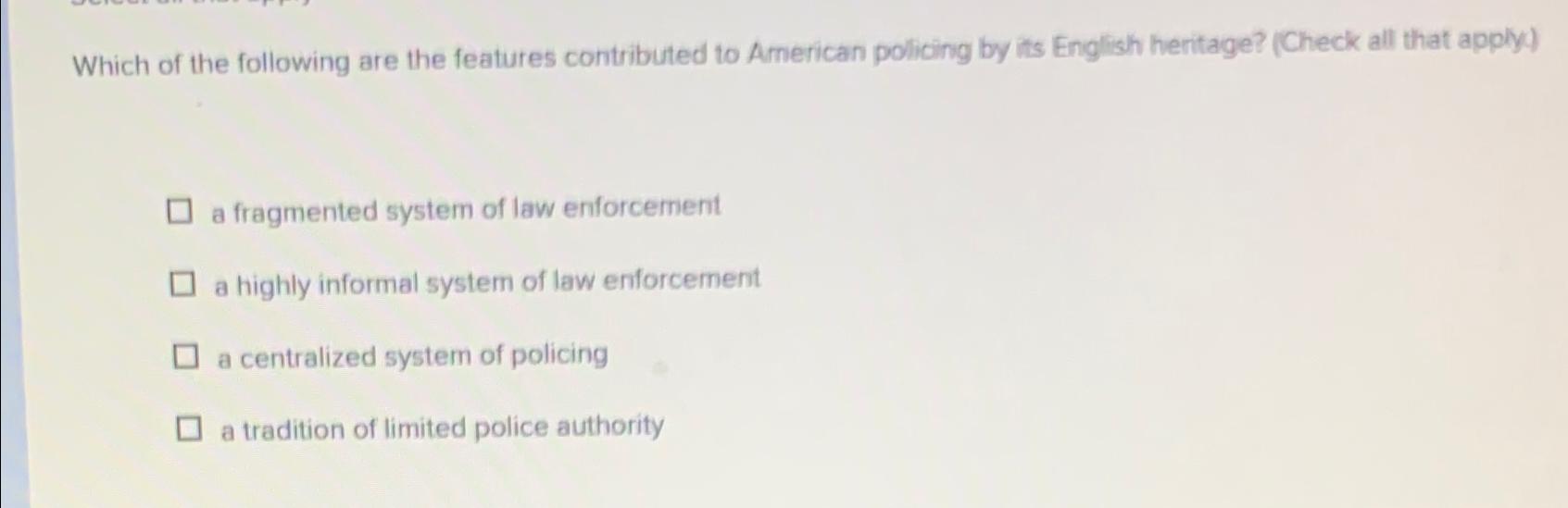 Solved Which of the following are the features contributed | Chegg.com