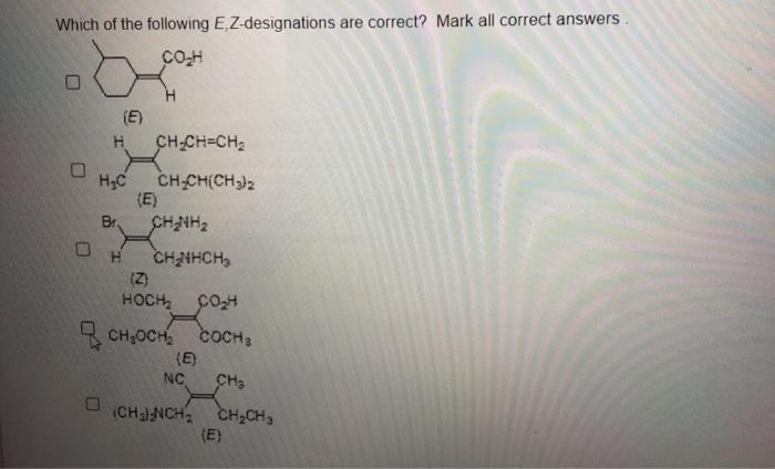Solved Which of the following E. Z-designations are correct? | Chegg.com