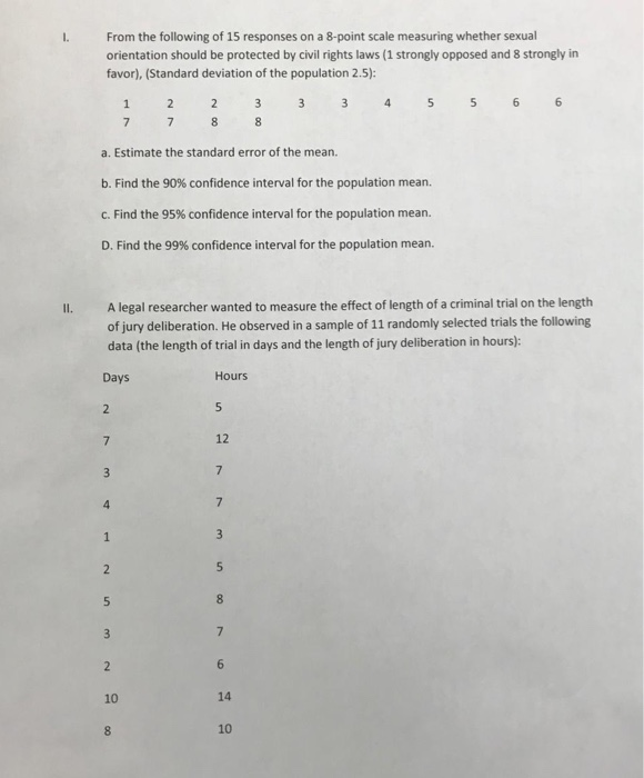 Solved From the following of 15 responses on a 8-point scale | Chegg.com