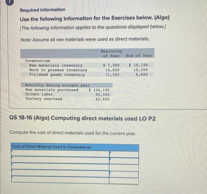 Solved Required information Use the following information | Chegg.com