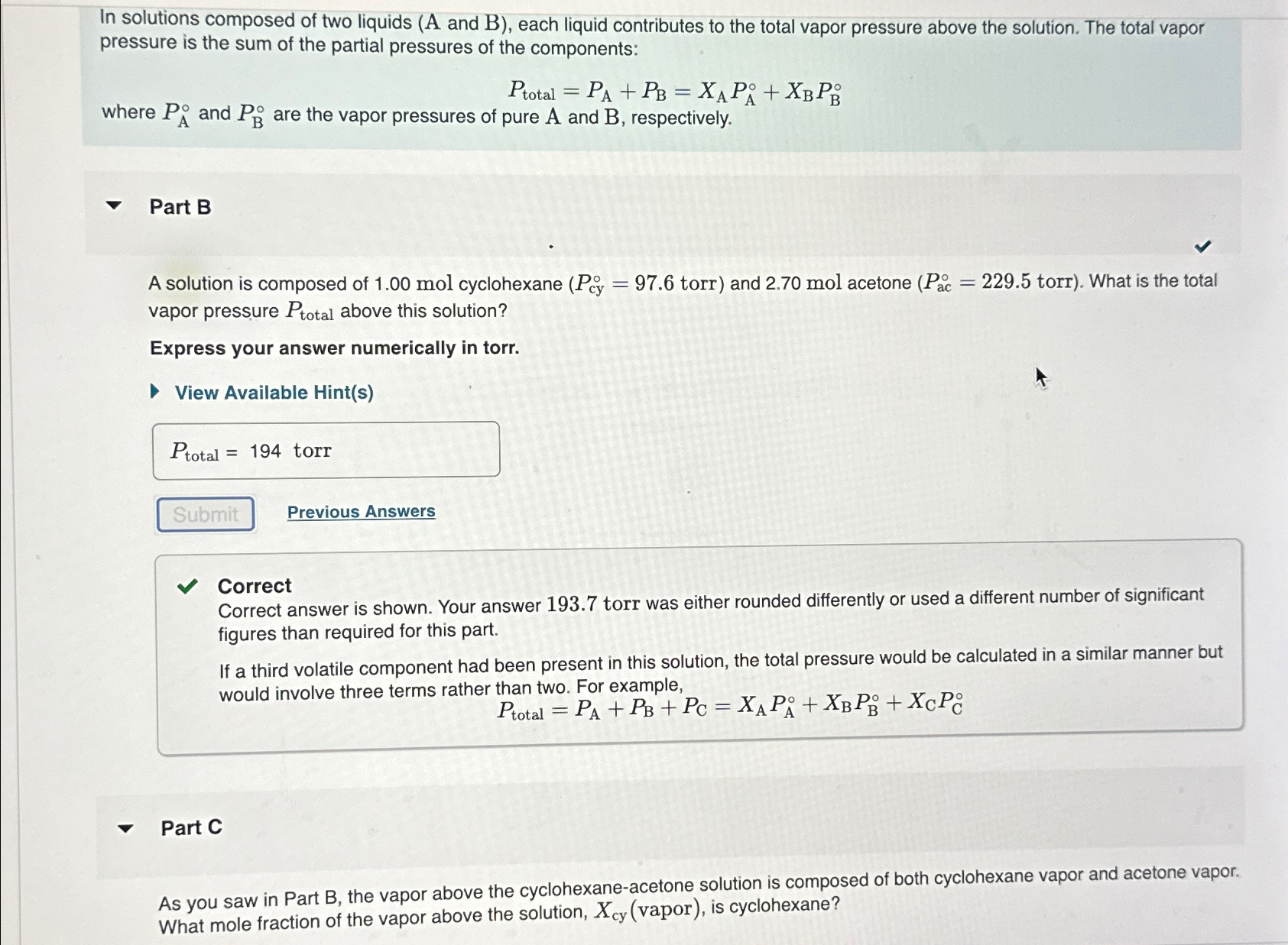 Solved In solutions composed of two liquids (A and B), ﻿each | Chegg.com