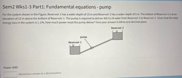 Solved Sem2 Wks1-3 Part1: Fundamental equations - pump For | Chegg.com