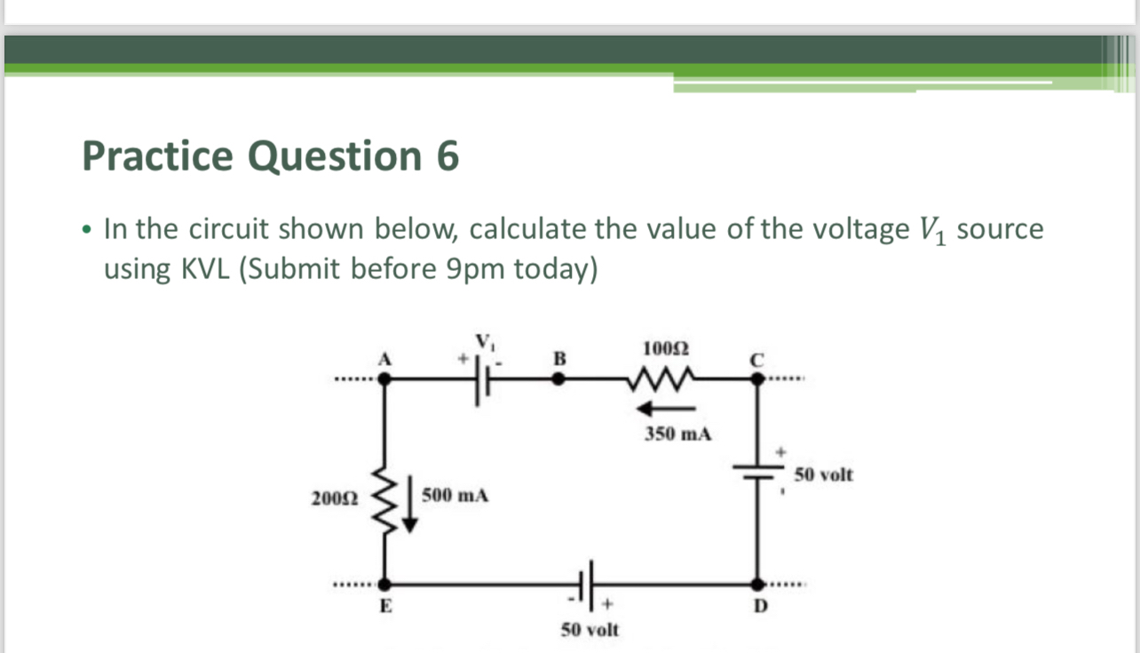 Solved Practice Question 6In the circuit shown below, | Chegg.com