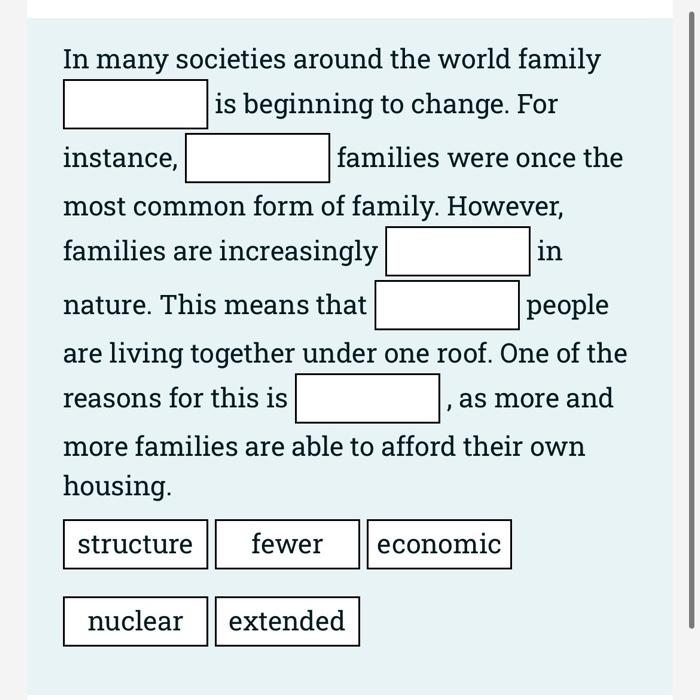 Solved In many societies around the world family is | Chegg.com