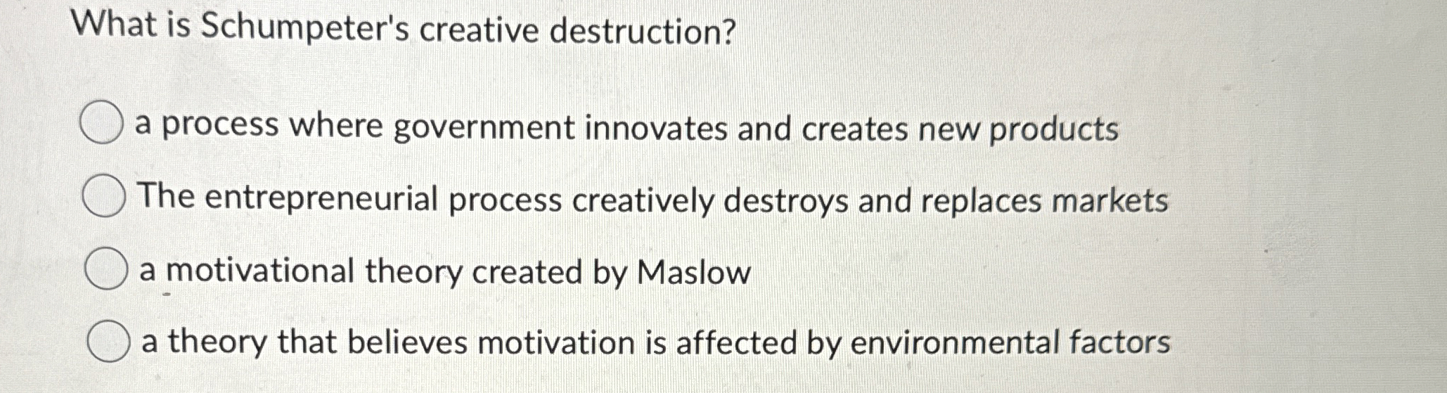 Solved What is Schumpeter's creative destruction?a process | Chegg.com