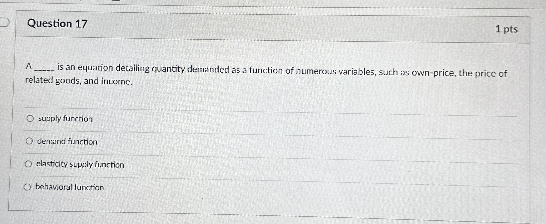 Solved Question 171 ﻿ptsA is an equation detailing quantity | Chegg.com