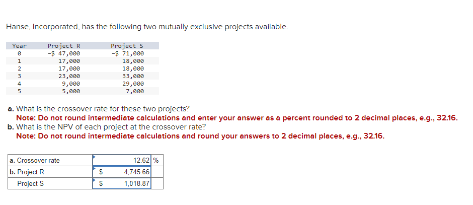 Solved What is the crossover rate for these two | Chegg.com