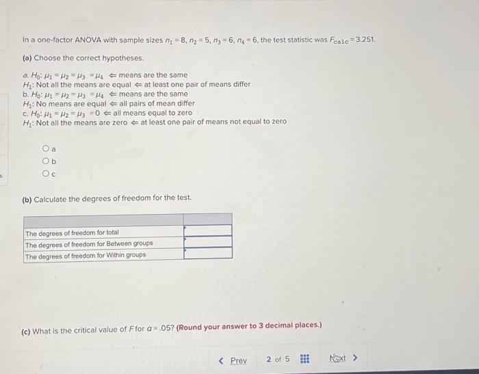Solved In a one-factor ANOVA with sample sizes | Chegg.com
