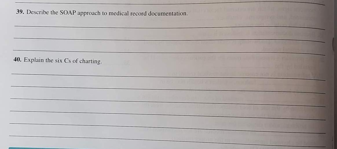 Solved 39. Describe the SOAP approach to medical record | Chegg.com