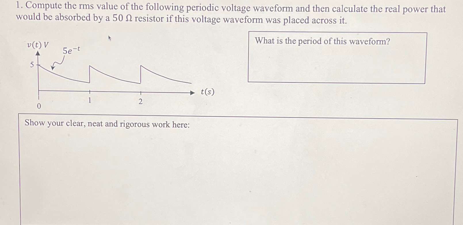 Solved Compute the rms value of the following periodic | Chegg.com