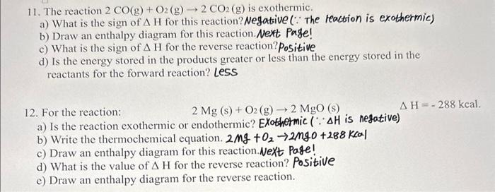 Solved 11. The reaction 2CO(g)+O2( g)→2CO2( g) is | Chegg.com