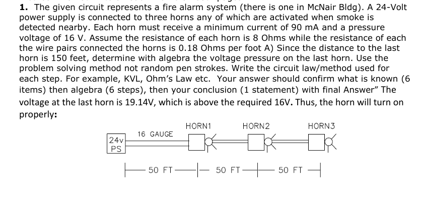 Solved The given circuit represents a fire alarm system | Chegg.com