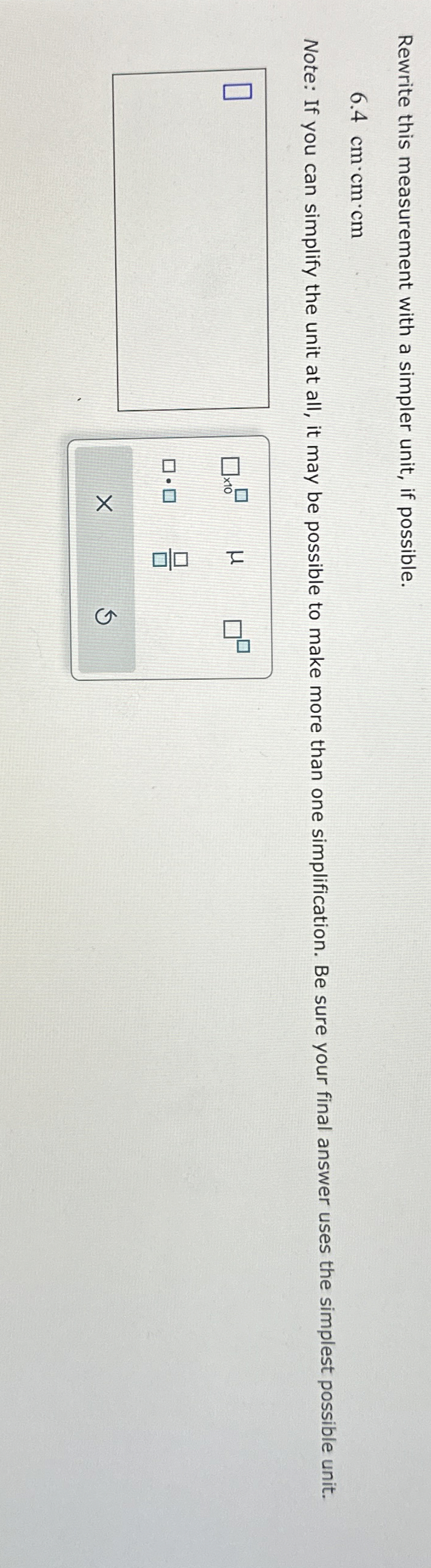 Solved Rewrite this measurement with a simpler unit, if | Chegg.com