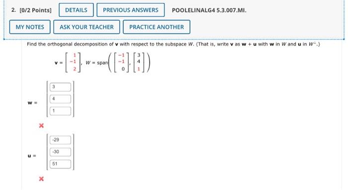 Solved 1. [0/2 points) DETAILS PREVIOUS ANSWERS POOLELINALG4 | Chegg.com