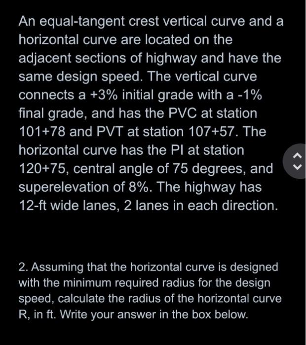 Solved An equal-tangent crest vertical curve and a | Chegg.com