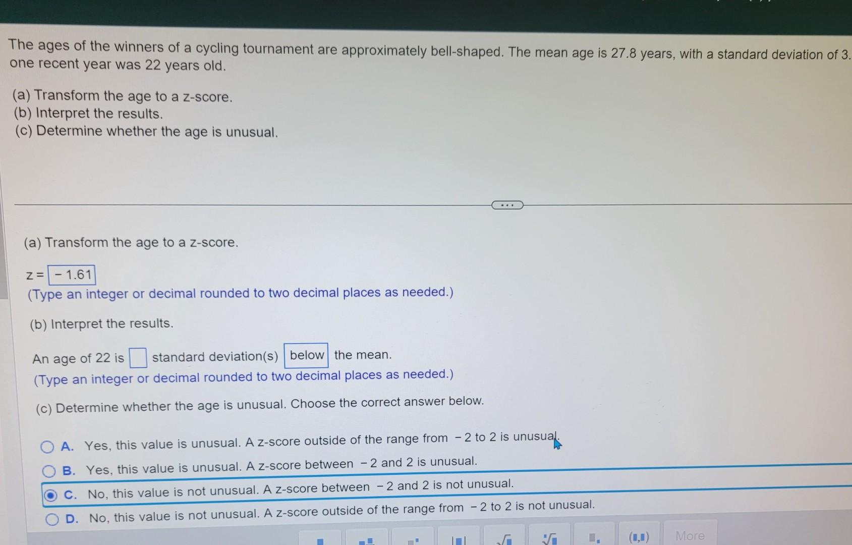 Solved The ages of the winners of a cycling tournament are | Chegg.com