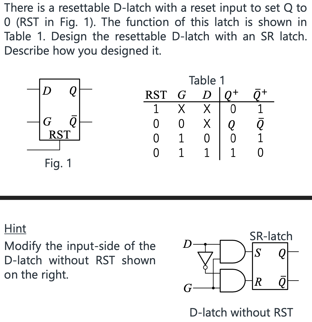 Solved There is a resettable D-latch with a reset input to | Chegg.com