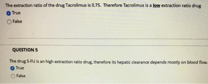 Solved The extraction ratio of the drug Tacrolimus is 0.75. | Chegg.com