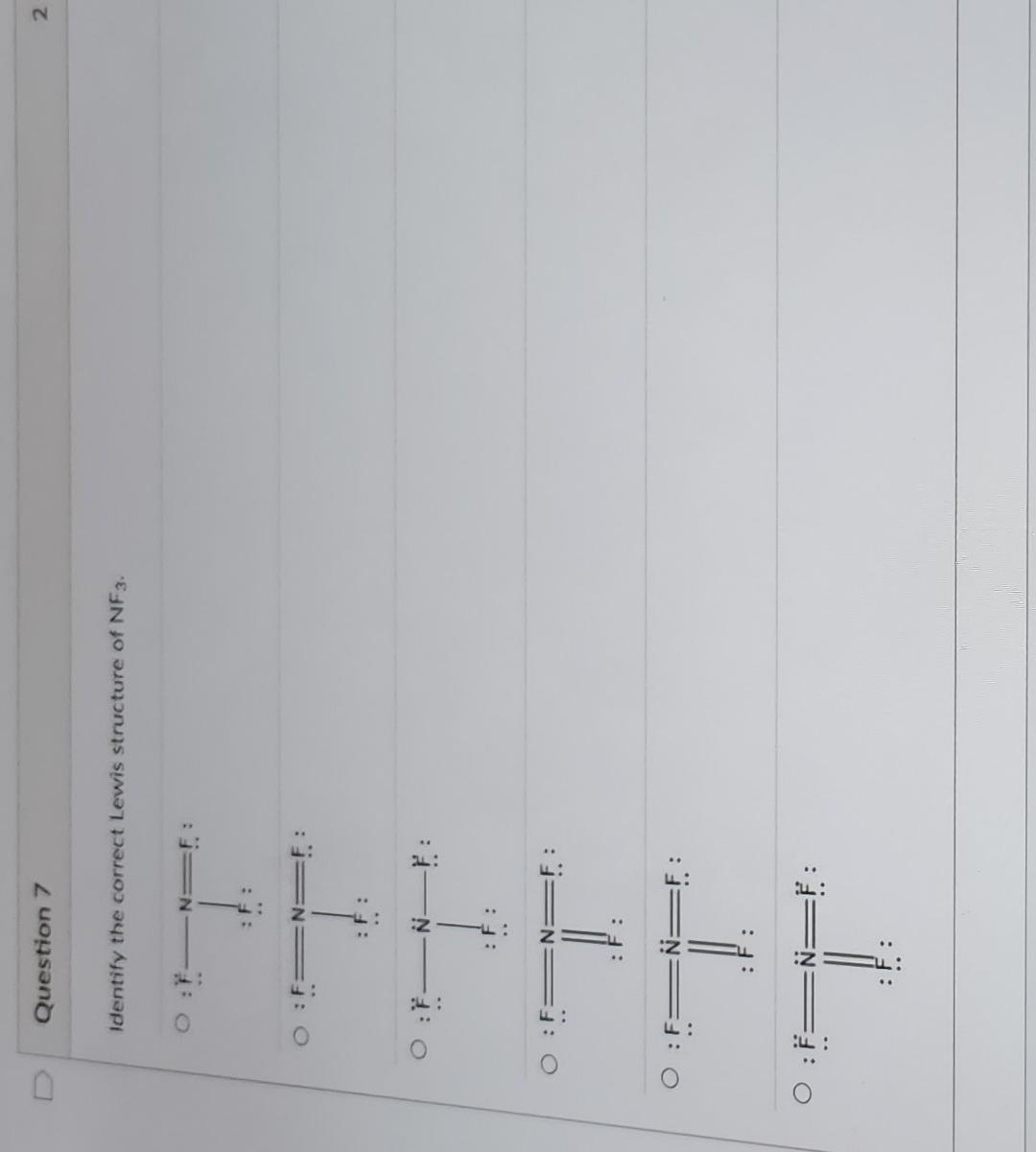 Solved Identify the correct Lewis structure of NF3. | Chegg.com