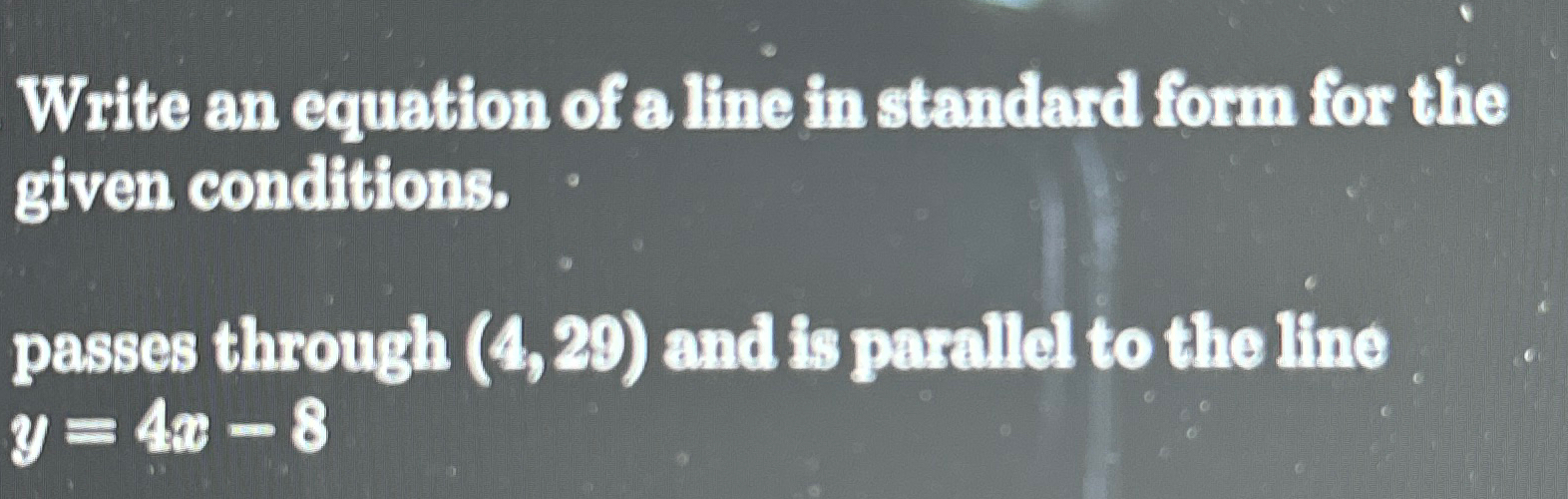 Solved Write an equation of a line in standard form for the | Chegg.com