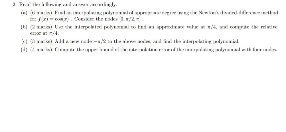 Solved 2. Read the following and answer accordingly: (a) (6 | Chegg.com