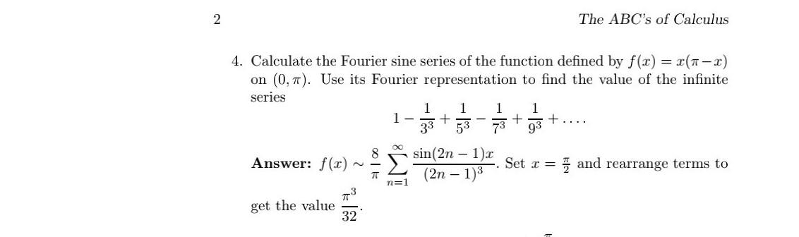 Solved 4. Calculate the Fourier sine series of the function | Chegg.com