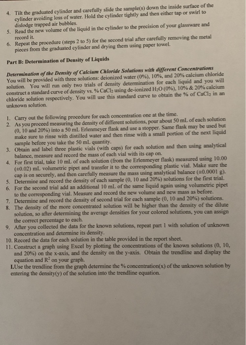 Solved Data and Result: II.Determination of the Density of a | Chegg.com