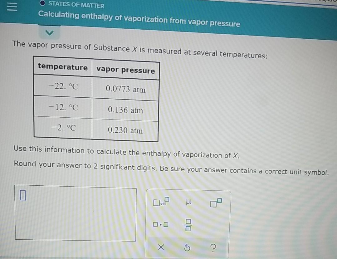Solved O STATES OF MATTER Calculating enthalpy of | Chegg.com