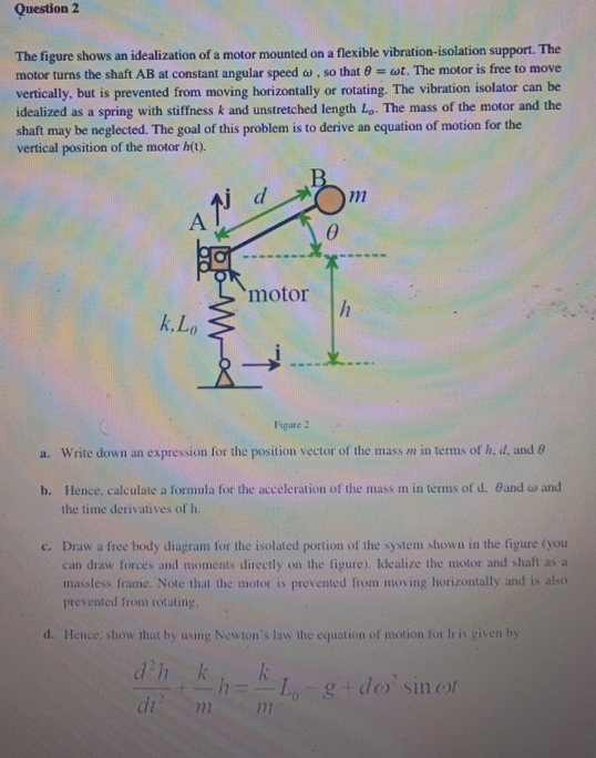 Solved Question 2The figure shows an idealization of a motor | Chegg.com