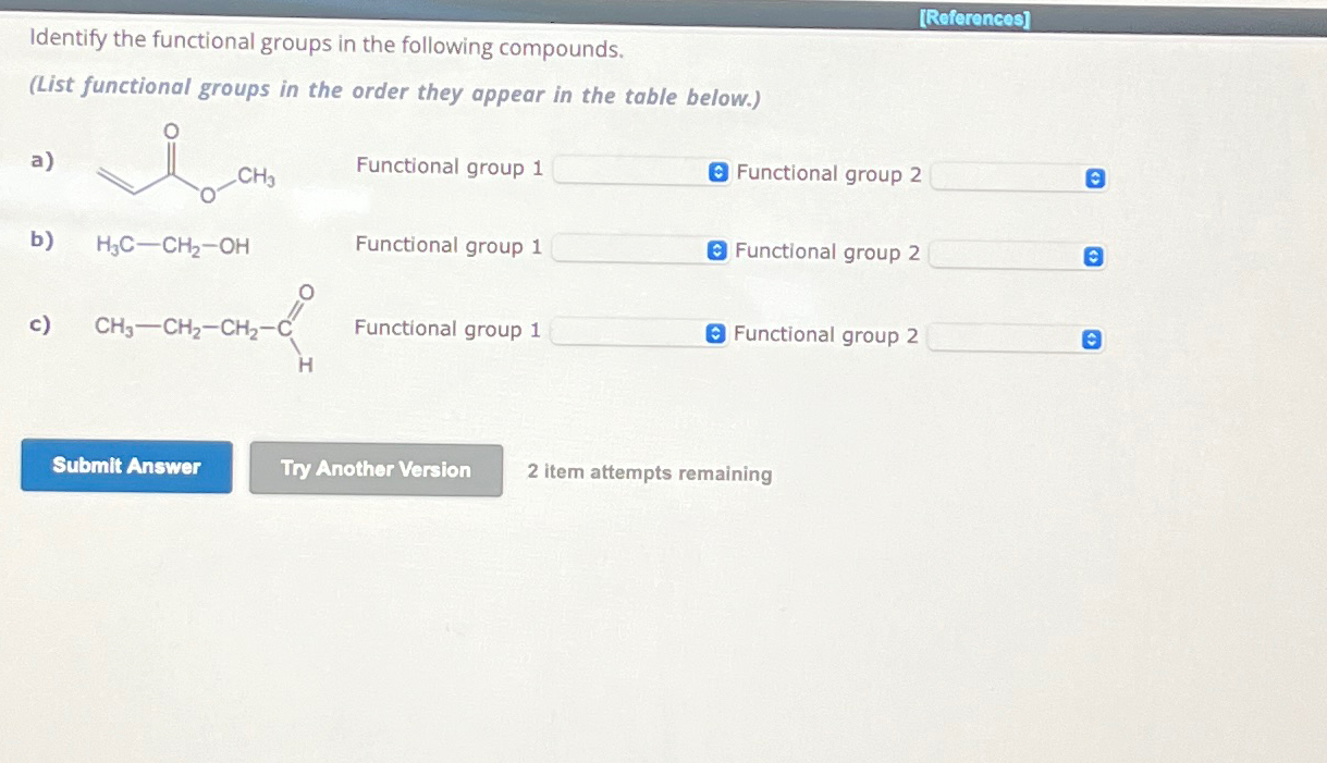 Solved [References]Identify the functional groups in the | Chegg.com