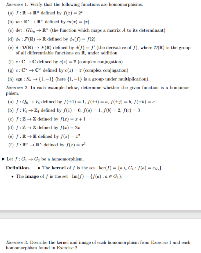 Solved exercise 3. ﻿Describe the kernel and image of ﻿each | Chegg.com
