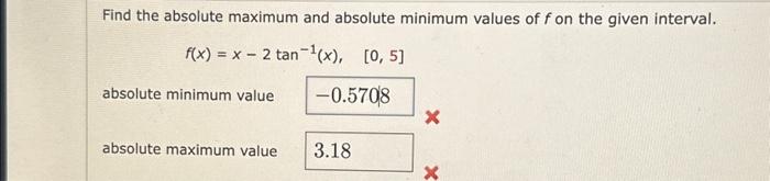 Solved Find the absolute maximum and absolute minimum values | Chegg.com