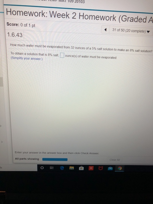 Solved 20103 Homework: Week 2 Homework (Graded A Score: 0 of | Chegg.com