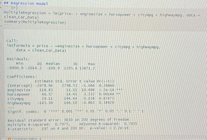 Solved Im am using R-Markdown and I have performed a | Chegg.com