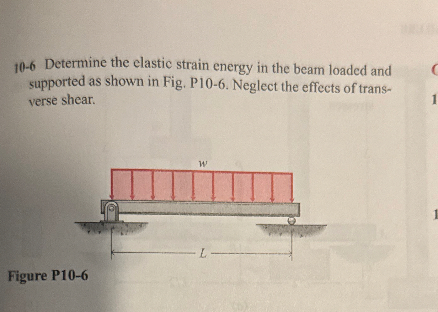 Solved 10-6 ﻿Determine the elastic strain energy in the beam | Chegg.com