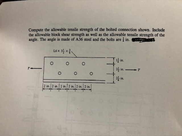 Solved Compute the allowable tensile strength of the bolted | Chegg.com