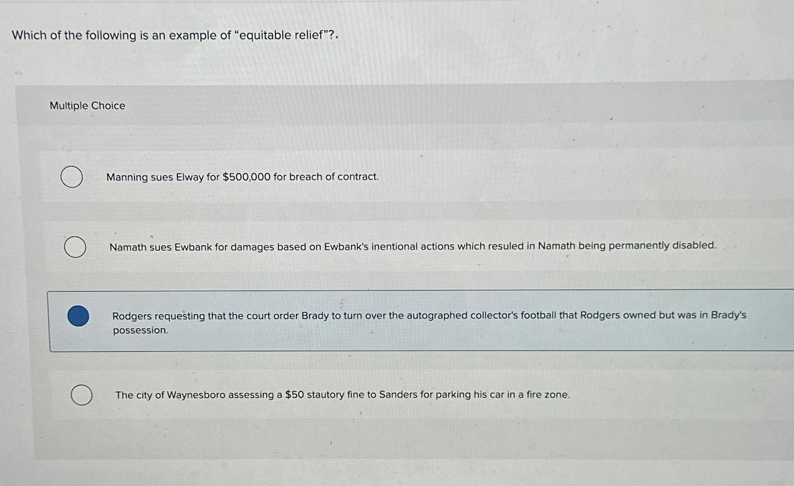 Solved Which of the following is an example of "equitable | Chegg.com