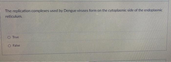 Solved The replication complexes used by Dengue viruses form | Chegg.com